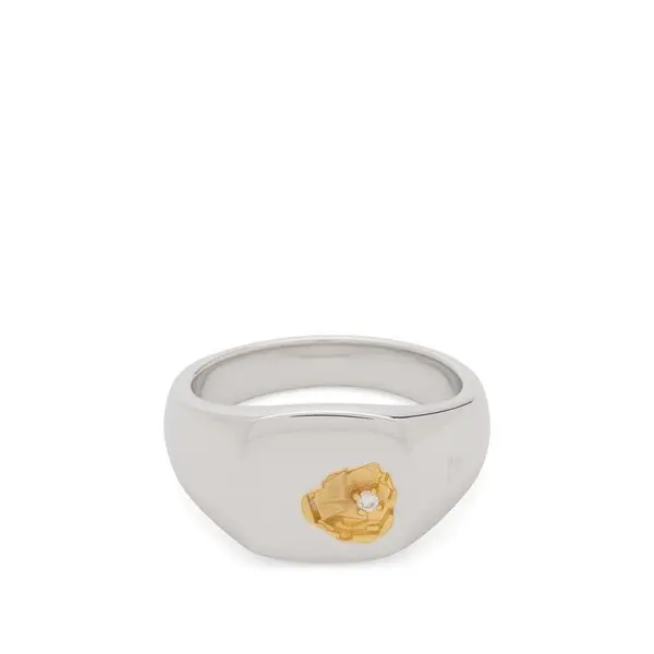 Tom Wood Mined Diamond Signet Ring - Silver/gold