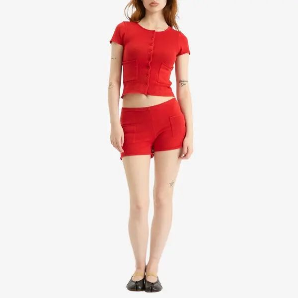 PEACHY DEN Marie Knit Polo Top - Jam