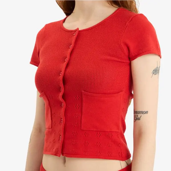 PEACHY DEN Marie Knit Polo Top - Jam