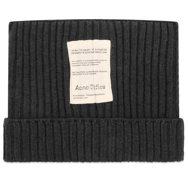 Acne Studios Koton Cotton Beanie - Dark Grey Melange