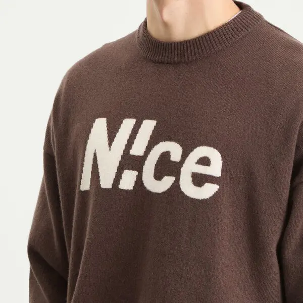 N!CE Intarsia Logo Knit Sweater