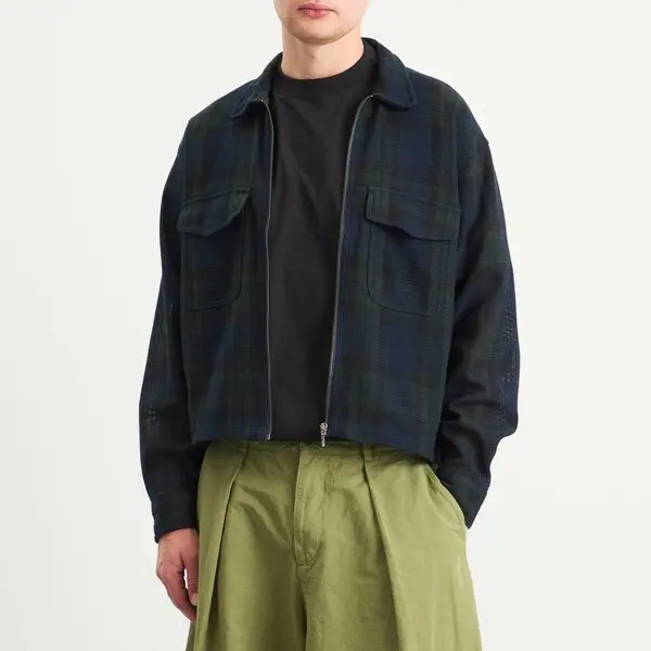 BEAMS Mesh Check Shirt Jacket