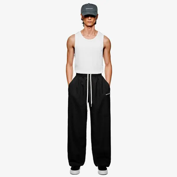 MKI MIYUKI ZOKU Seersucker Wide Leg Trousers - Black