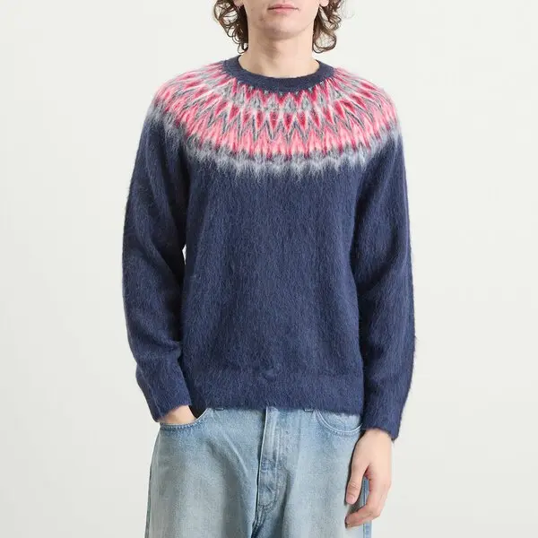 BEAMS Nordic Shaggy Crew Neck Jumper