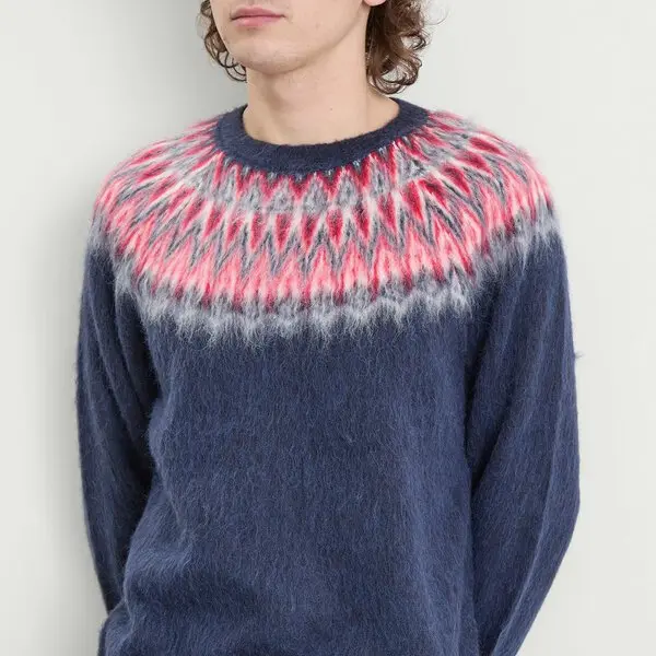 BEAMS Nordic Shaggy Crew Neck Jumper