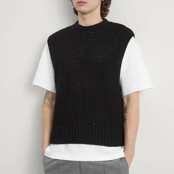ABOUT:BLANK Moss Stitch Knitted Vest - Black