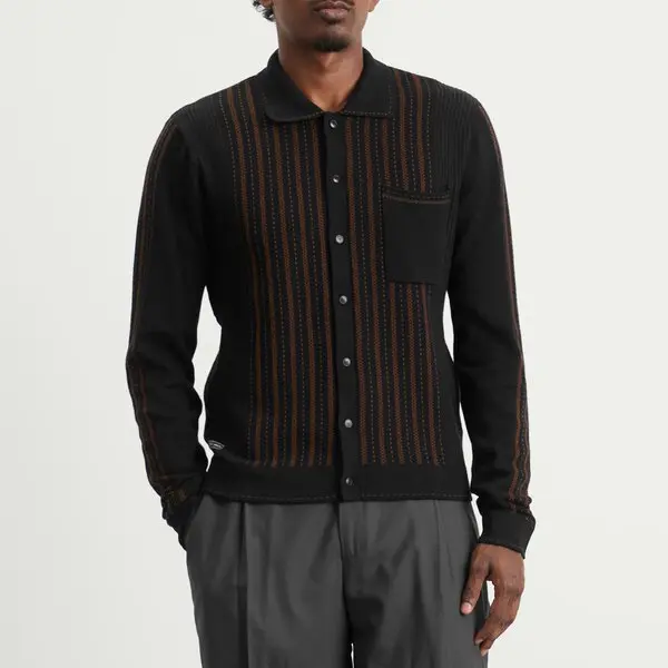 PERCIVAL Appendix Long Sleeve Knitted Shirt - Black/brown