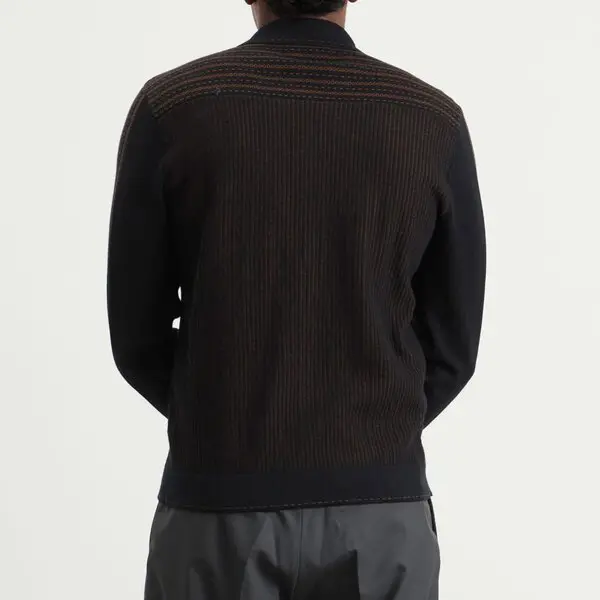 PERCIVAL Appendix Long Sleeve Knitted Shirt - Black/brown