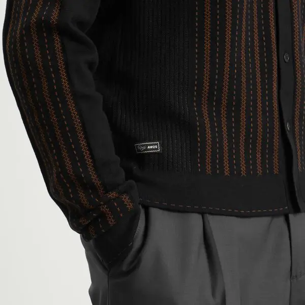 PERCIVAL Appendix Long Sleeve Knitted Shirt - Black/brown