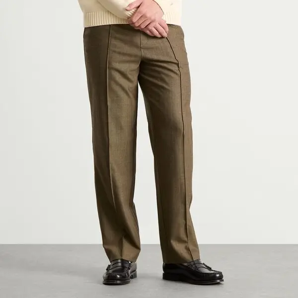 PERCIVAL Grounds Herringbone Wool Relaxed Trousers