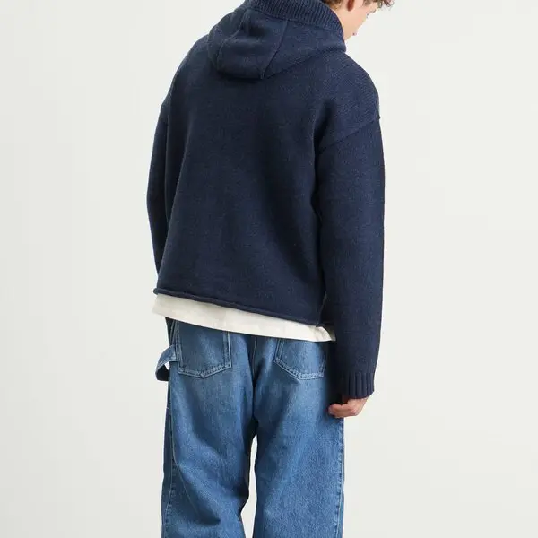 JW Anderson Anchor Embroidery Zipped Hoodie - Steel Blue