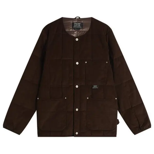 Taion Work Crew Neck Down Jacket - Dark Brown