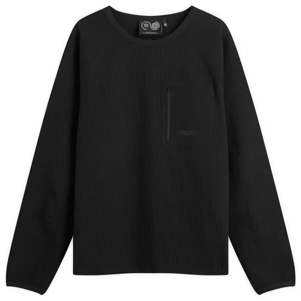 PURPLE MOUNTAIN OBSERVATORY Waffle Ls Pocket T-shirt - Black