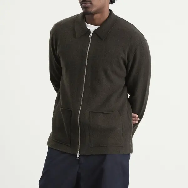 Nn07 Jonas Merino Zip Jacket - Dark Army