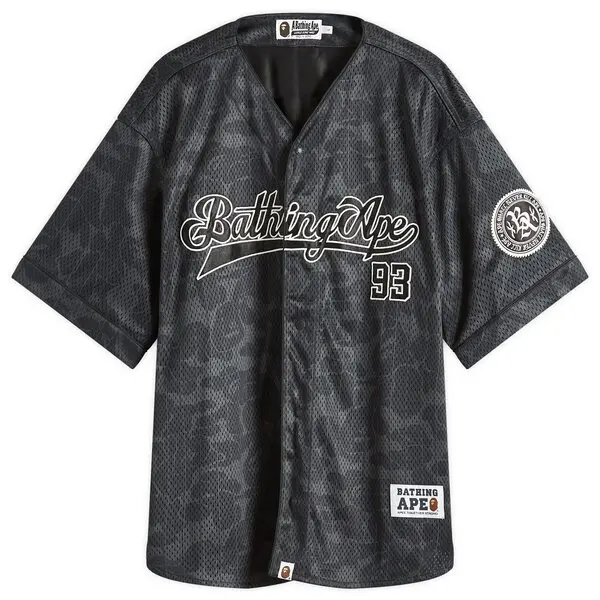 A BATHING APE Camo Stripe Baseball Shirt