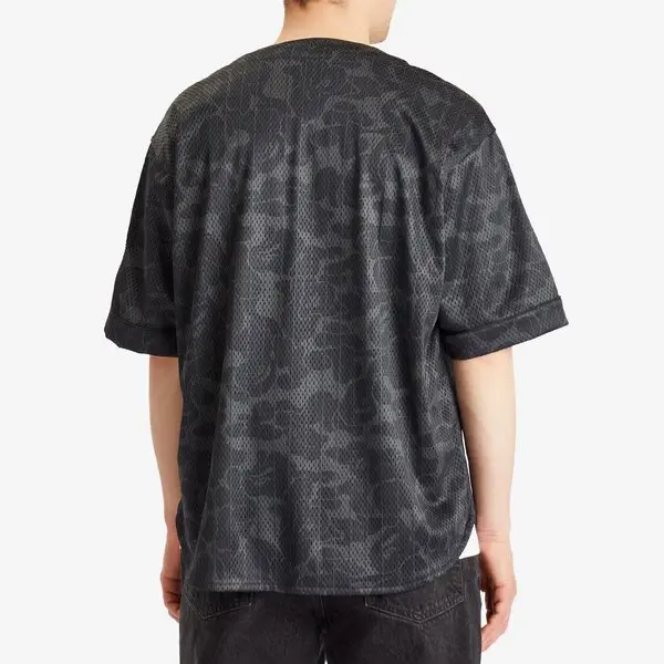 A BATHING APE Camo Stripe Baseball Shirt