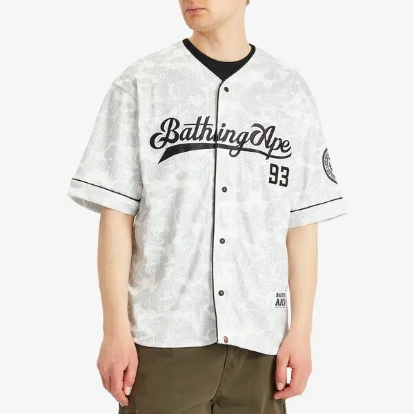 A BATHING APE Camouflage Stripe Baseball Shirt