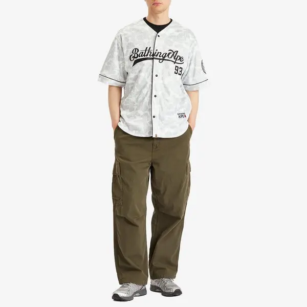 A BATHING APE Camouflage Stripe Baseball Shirt
