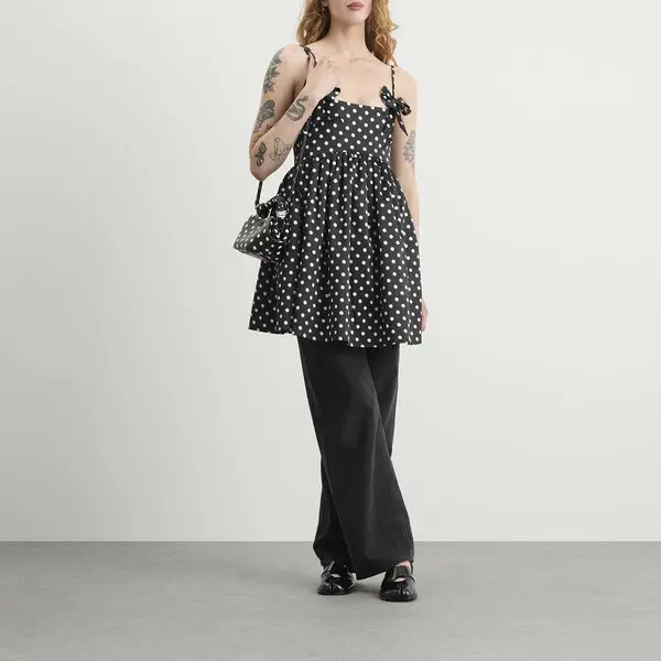 GANNI Mini Strap Dress With Bow Detail