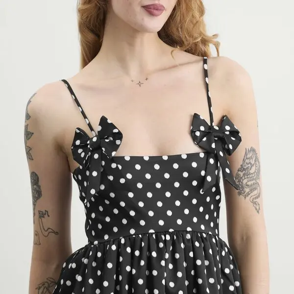 GANNI Mini Strap Dress With Bow Detail