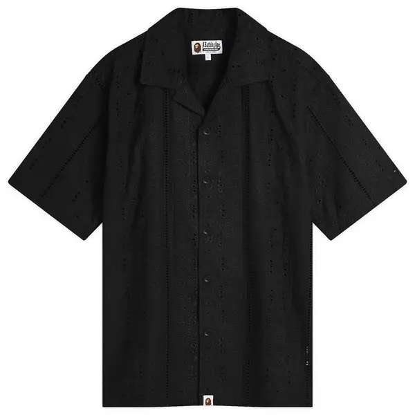 A BATHING APE Embroidery Open Collar Ss Shirt