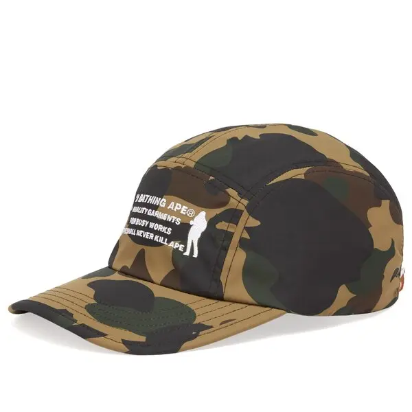 A BATHING APE Crinkle Effect 1st Camo Jet Cap - Green