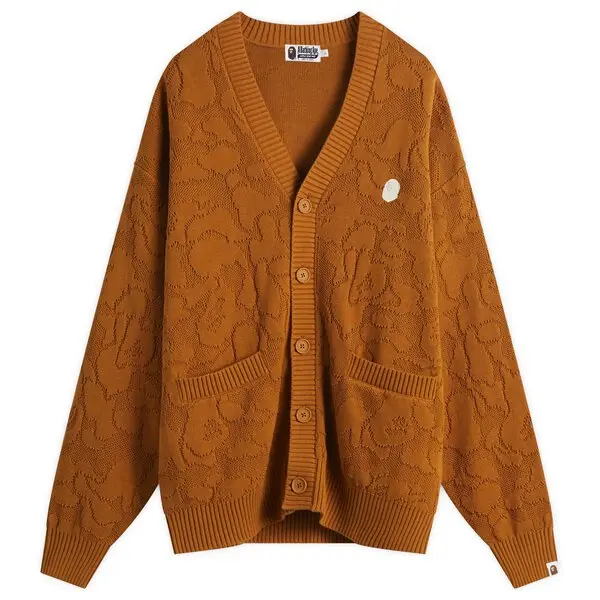 A BATHING APE Solid Camo Jacquard One Point Cardigan