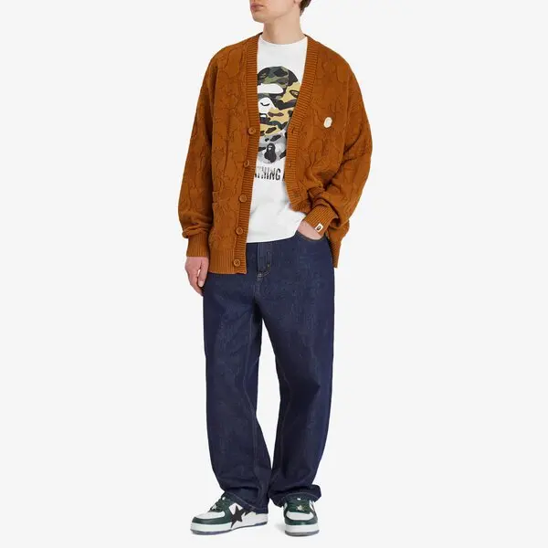 A BATHING APE Solid Camo Jacquard One Point Cardigan