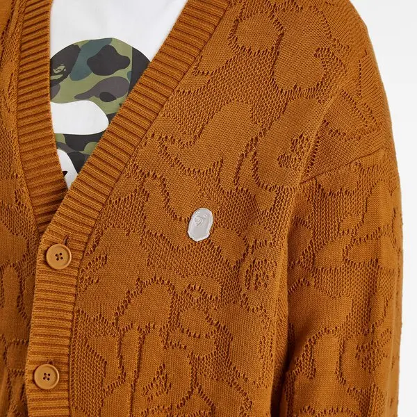 A BATHING APE Solid Camo Jacquard One Point Cardigan