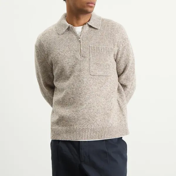 WAX LONDON Alpha Plain Stitch Zip Polo