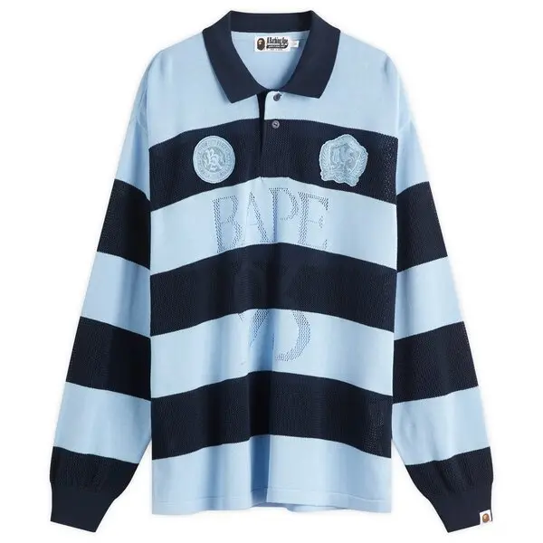 A BATHING APE Jacquard Multi Logo Stripe Relaxed Fit Ls T-shirt
