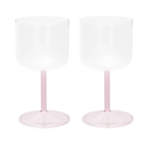 HAY Tint Wine Glass Set Of 2 - Clear/jade Light Pink