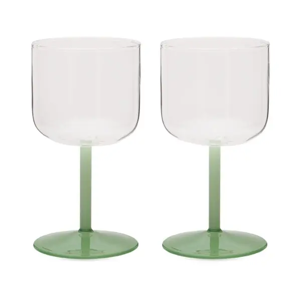 HAY Tint Wine Glass Set Of 2 - Clear/jade Light/dark Green