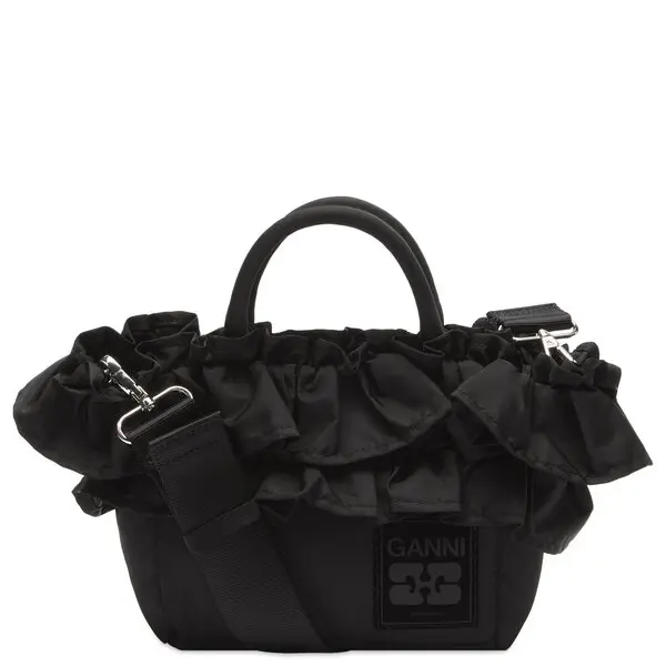 GANNI Mini Shopper Ruffle - Black