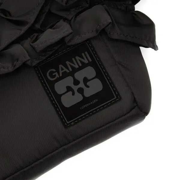 GANNI Mini Shopper Ruffle - Black