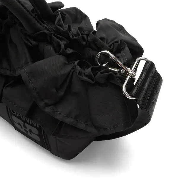 GANNI Mini Shopper Ruffle - Black
