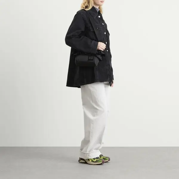 GANNI Mini Shopper Ruffle - Black