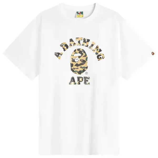 A BATHING APE 1st Camo College T-shirt - White X Yellow