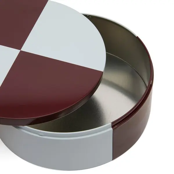 HAY Tin Container Round - Burgundy/ice Blue