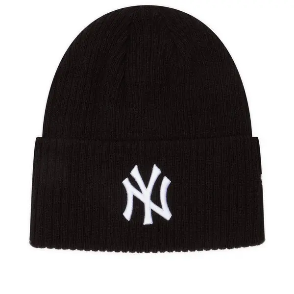 New Era New York Yankees Wide Cuff Beanie Hat - Black