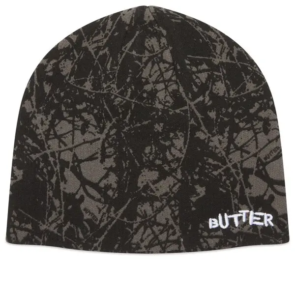 BUTTER GOODS Woods Camo Skully Beanie - Black