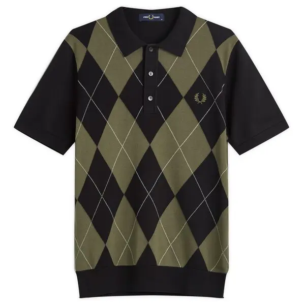 Fred Perry Argyle Knitted Polo Shirt