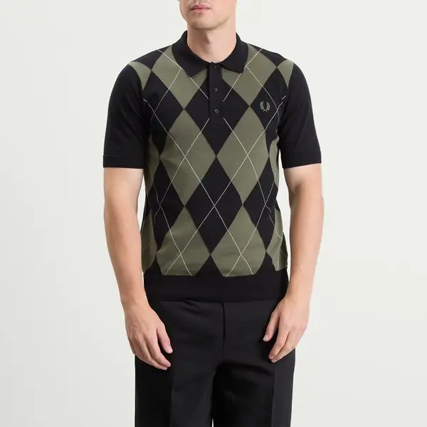 Fred Perry Argyle Knitted Polo Shirt