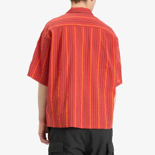 BEAMS Stripe Open Collar Shirt