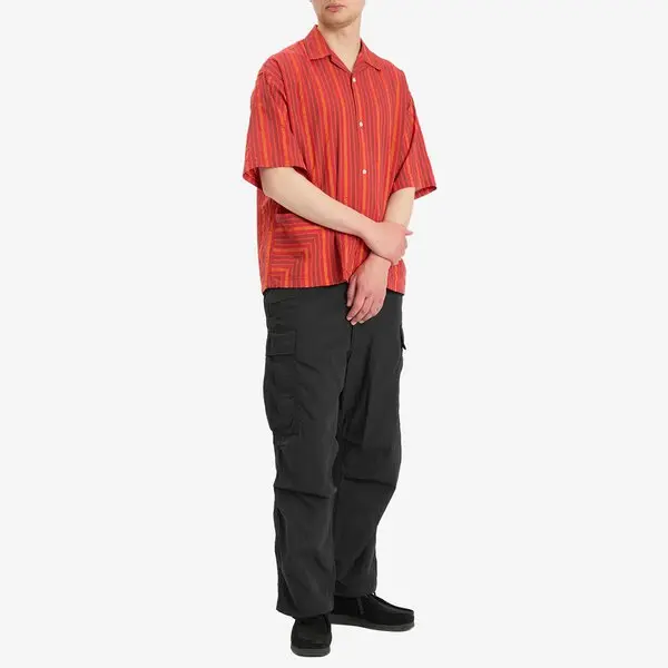 BEAMS Stripe Open Collar Shirt