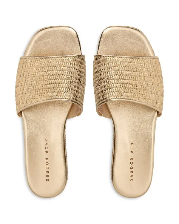 Jack Rogers Bay Raffia Flatform Sandals - Gold