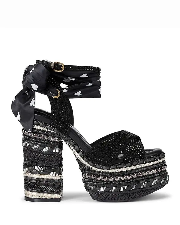Kurt Geiger Chelsea Scarf Platform Sandals - Charcoal