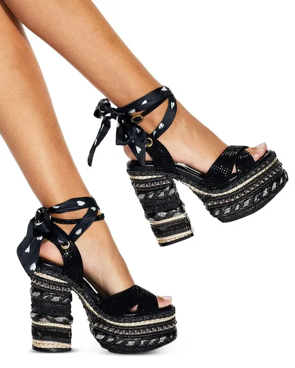 Kurt Geiger Chelsea Scarf Platform Sandals - Charcoal