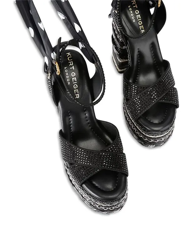 Kurt Geiger Chelsea Scarf Platform Sandals - Charcoal