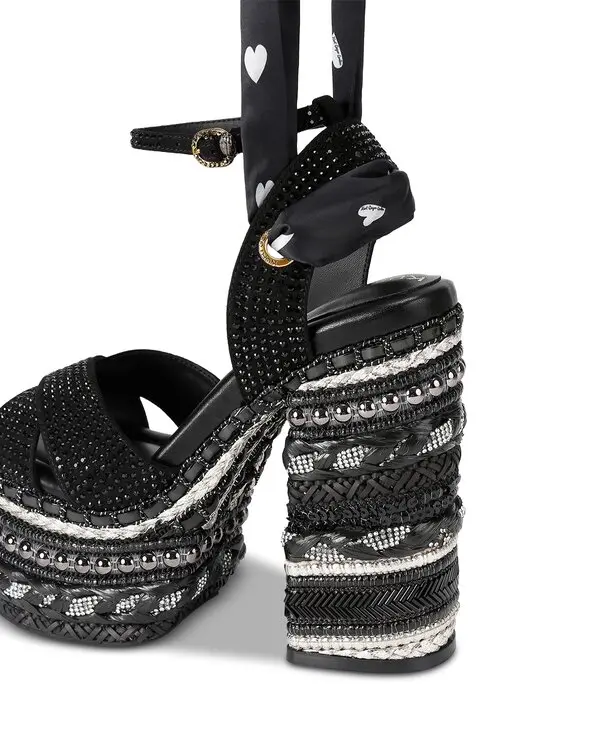 Kurt Geiger Chelsea Scarf Platform Sandals - Charcoal